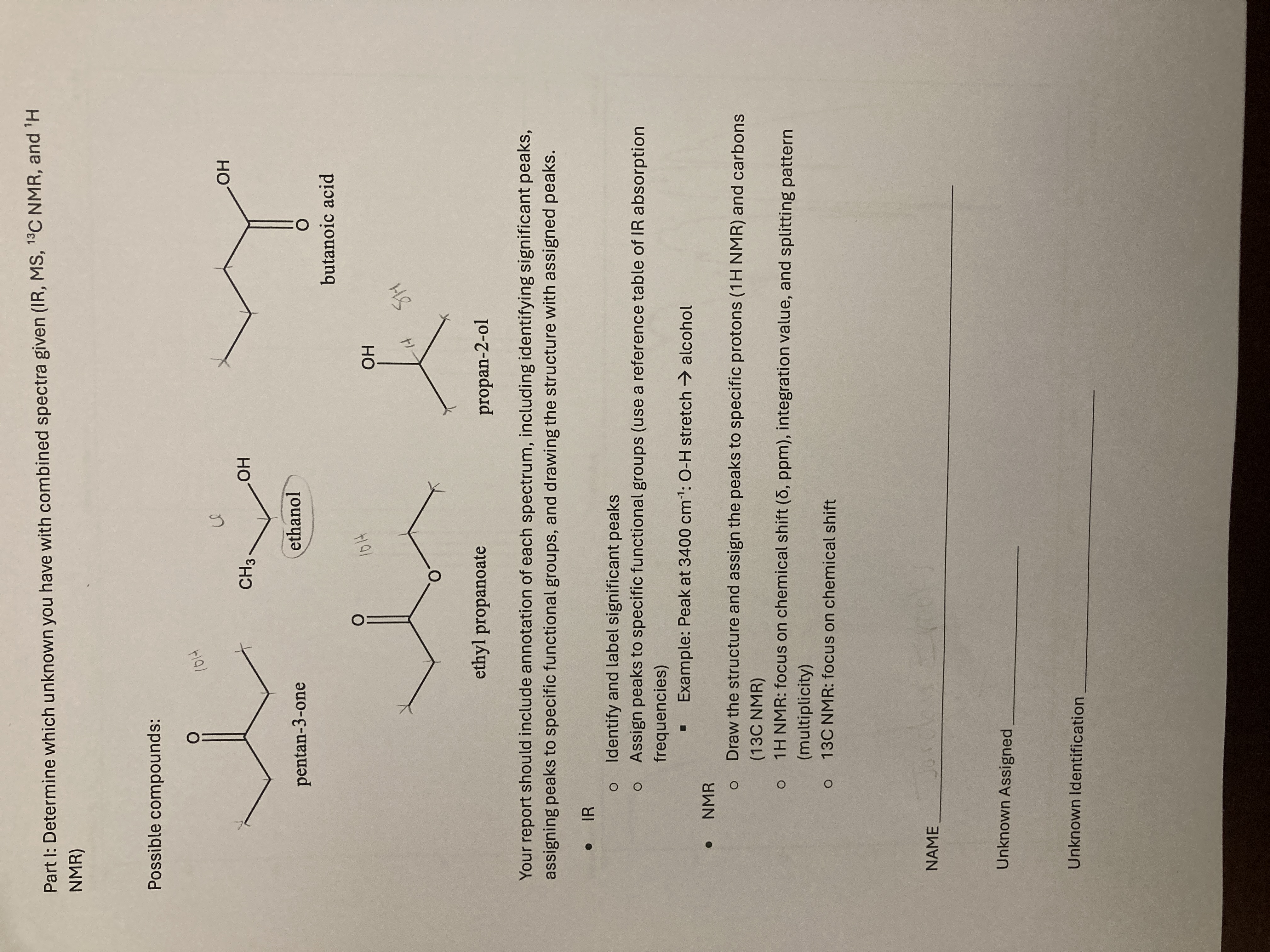 Solved Part I: Determine which unknown you have with | Chegg.com