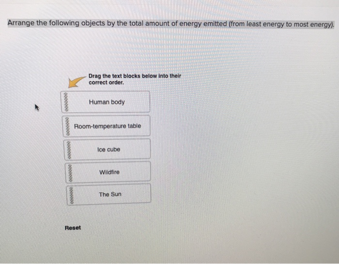Solved Arrange the following objects by the total amount of | Chegg.com