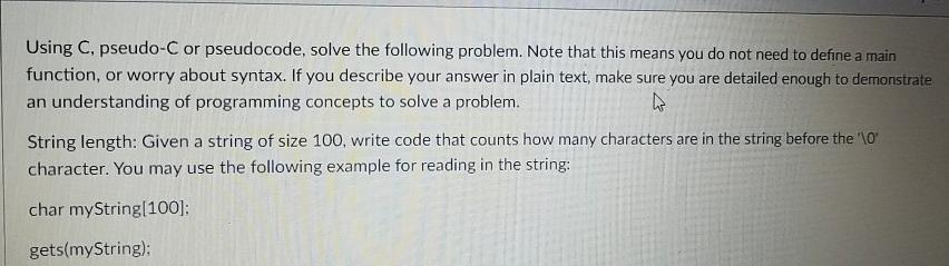 Solved Using C, pseudo-C or pseudocode, solve the following | Chegg.com