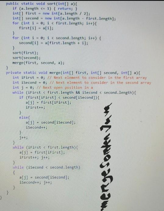 Solved Qstn:Modify the given merge sort algorithm in the | Chegg.com Solved Qstn:Modify the given merge sort algorithm in the | Chegg.com