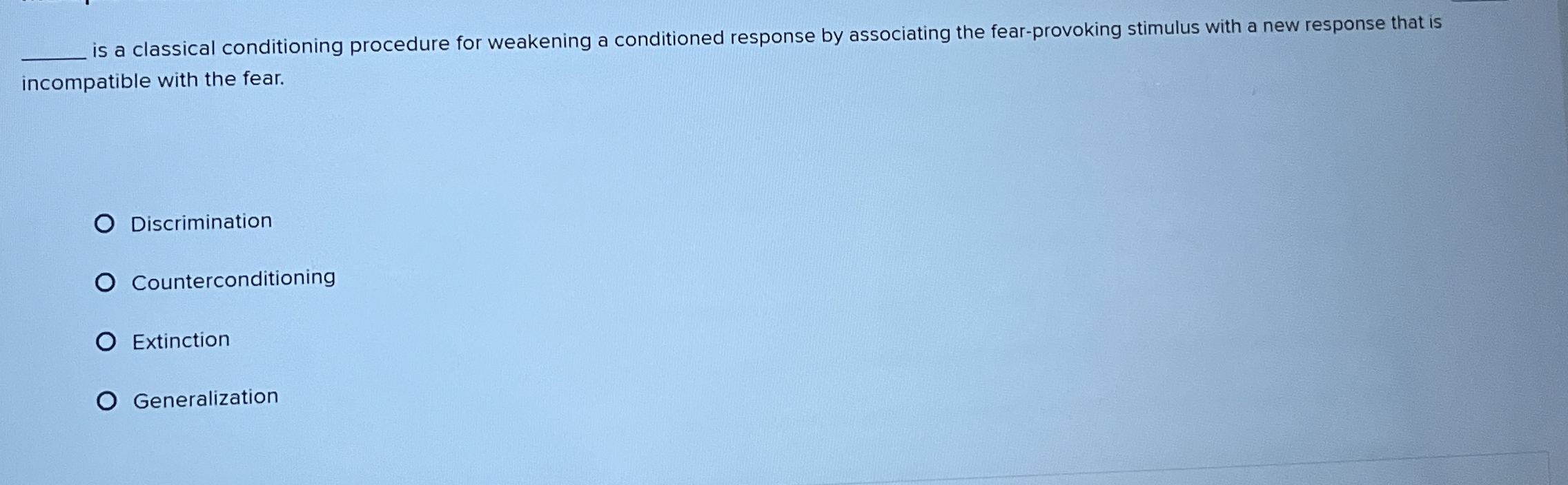 Solved is a classical conditioning procedure for weakening a | Chegg.com