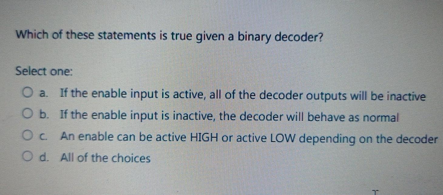 Solved Which of these statements is true given a binary | Chegg.com