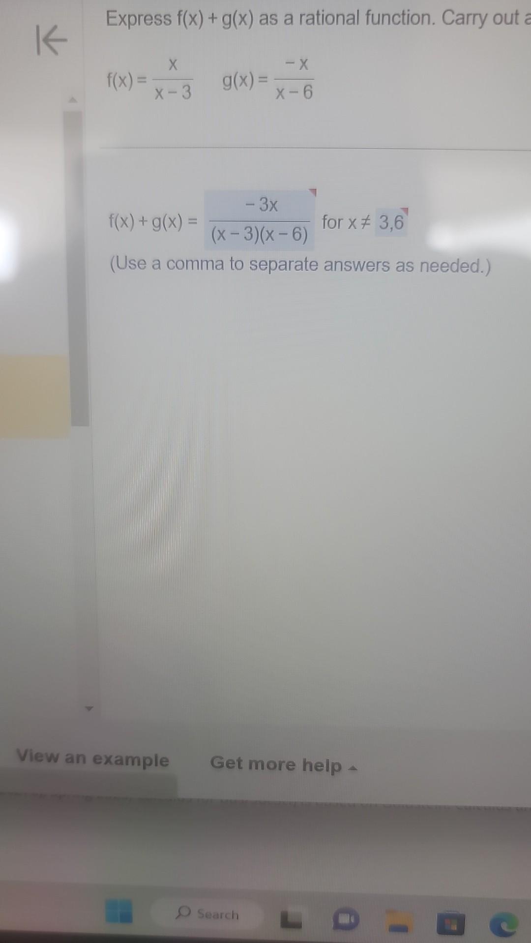 Solved Express f(x)+g(x) as a rational function. Carry out | Chegg.com