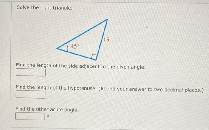 Solved Find the side labeled x. X= 24 45° х Solve the | Chegg.com