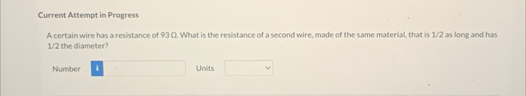 Solved Current Attempt in ProgressA certain wire has a | Chegg.com