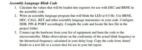 Solved Assembly Language Blink Code 1. Calculate the values | Chegg.com