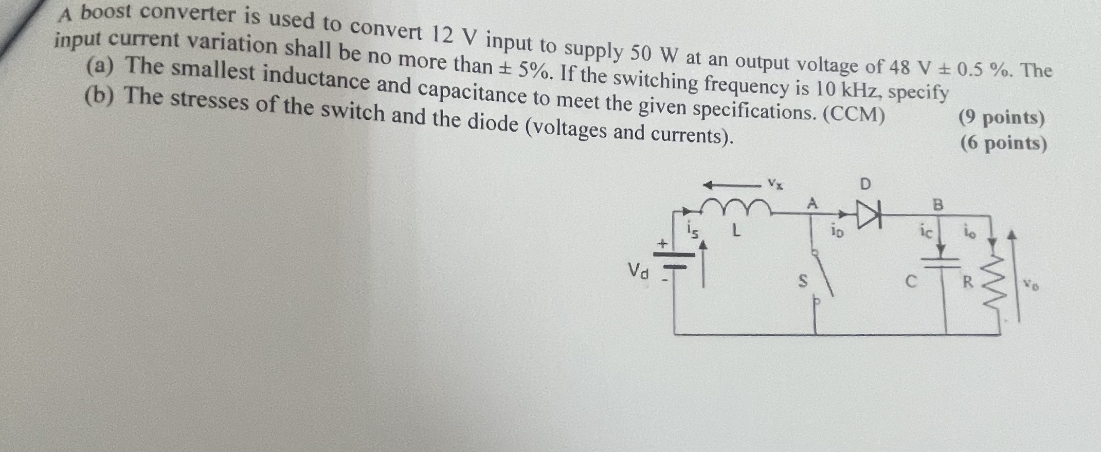 Solved A boost converter is used to convert 12 ﻿V input to | Chegg.com