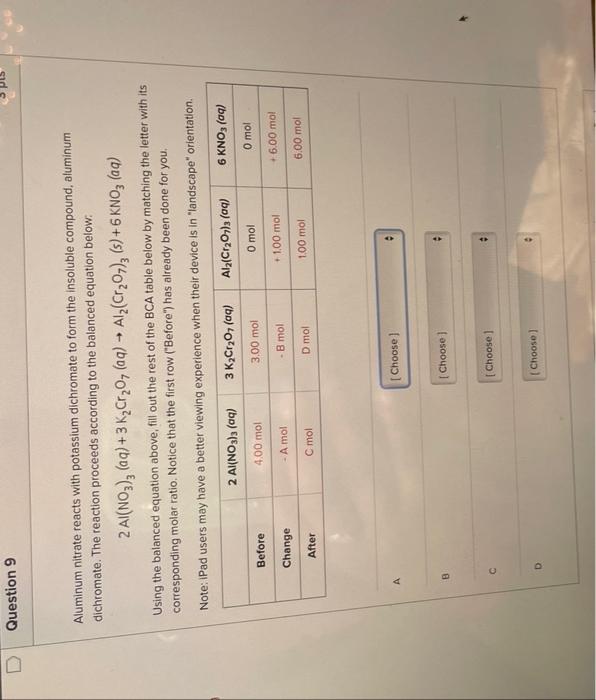Solved Aluminum nitrate reacts with potassium dichromate to | Chegg.com