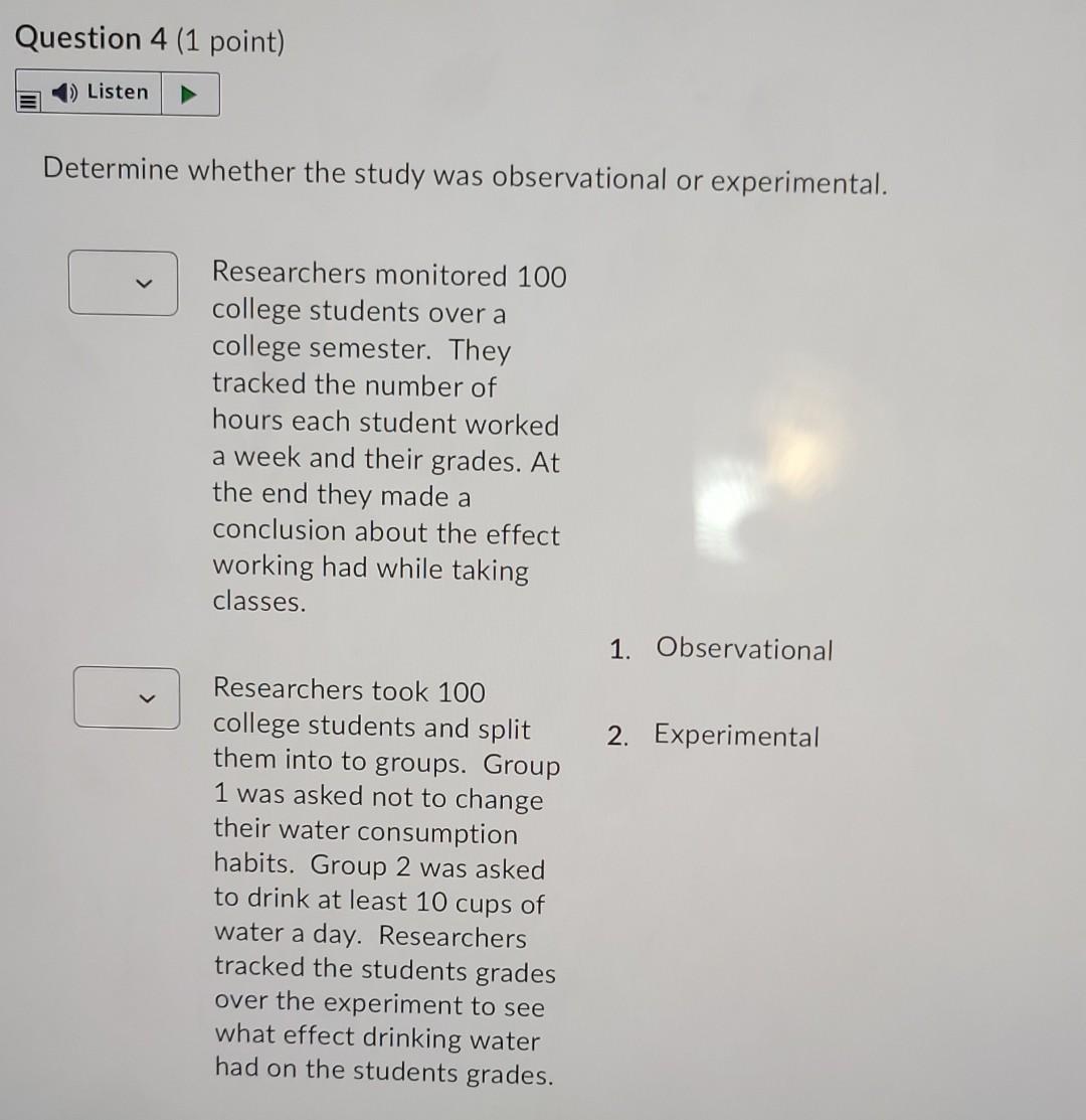 Solved Question 4 (1 point) Listen Determine whether the | Chegg.com