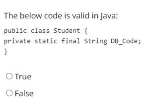Solved The below code is valid in Java:public class Student | Chegg.com