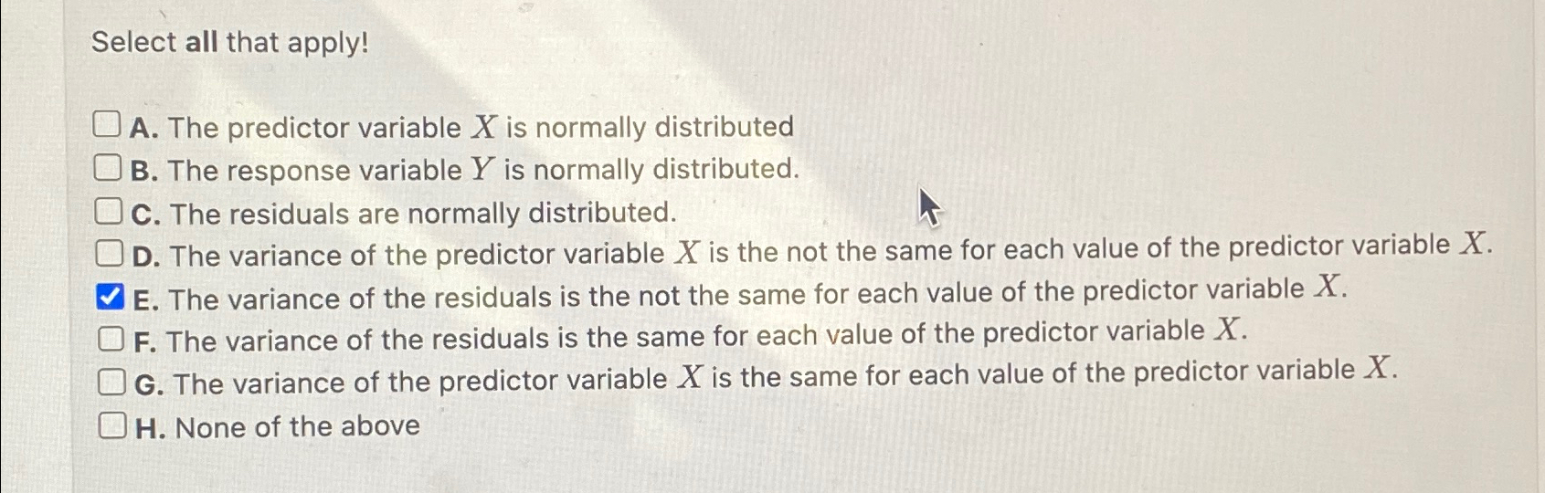 Select all that apply!A. ﻿The predictor variable x | Chegg.com