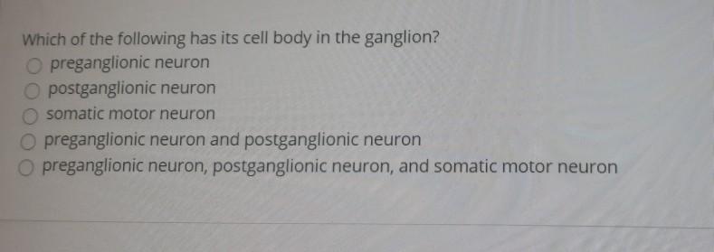 Solved Which of the following has its cell body in the | Chegg.com