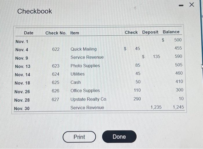 Solved CheckbookBank Statement Other charges: Printed checks | Chegg.com