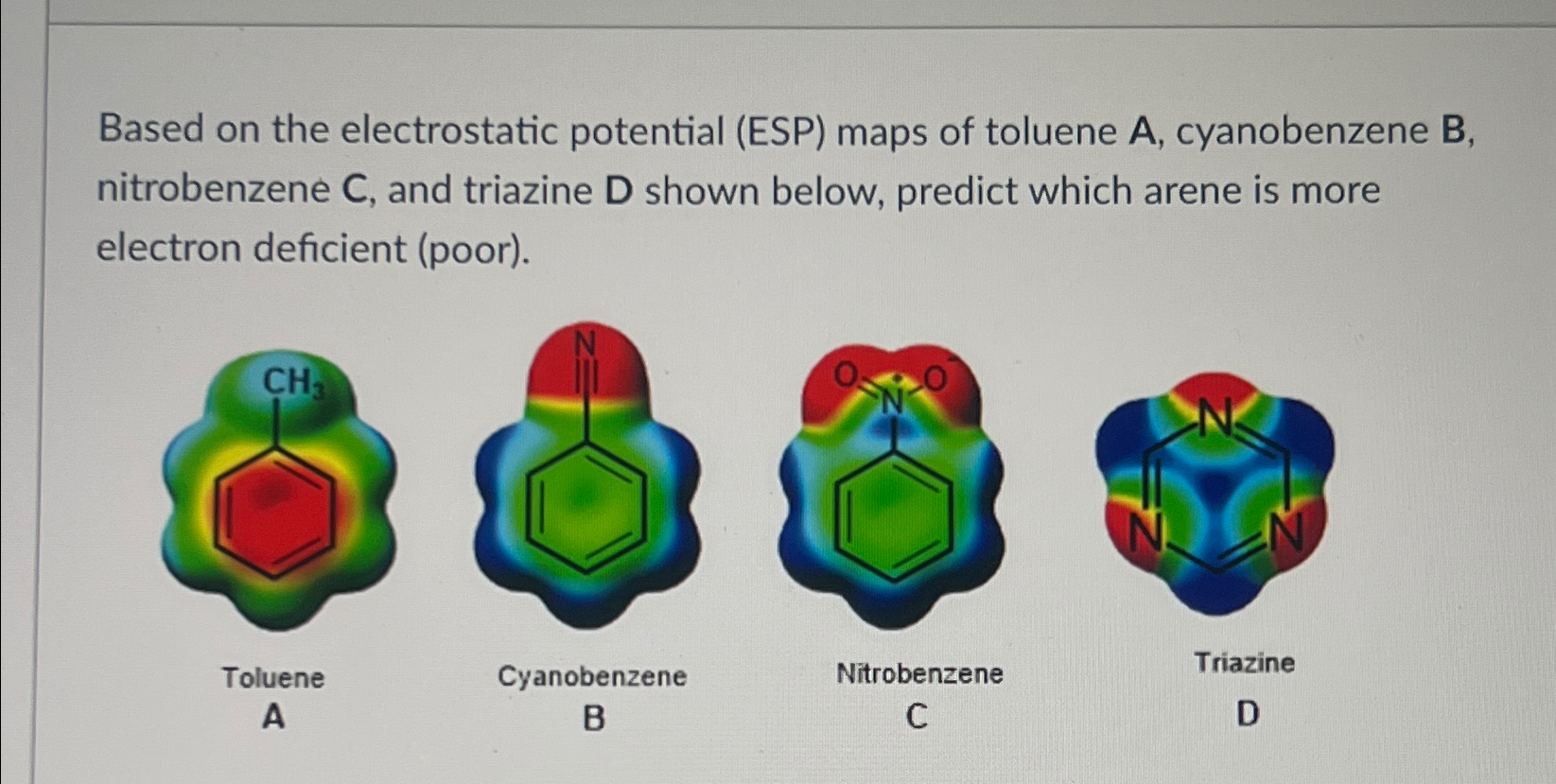 Solved Based On The Electrostatic Potential Esp ﻿maps Of