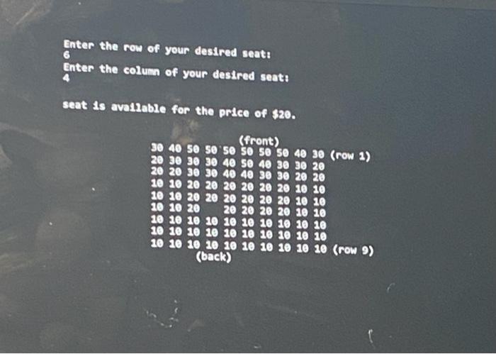Solved Write a program called Seating that is used to manage | Chegg.com