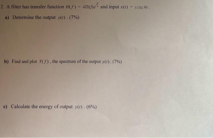Solved 1. Plot the amplitude and phase spectra of each | Chegg.com