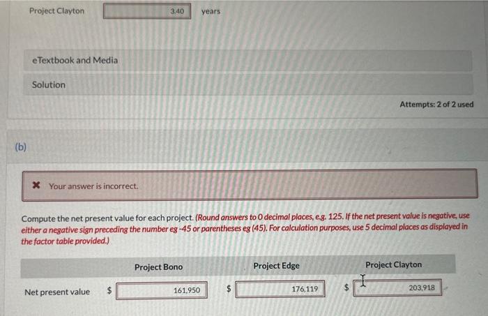 Solved Compute the net present value for each project. | Chegg.com