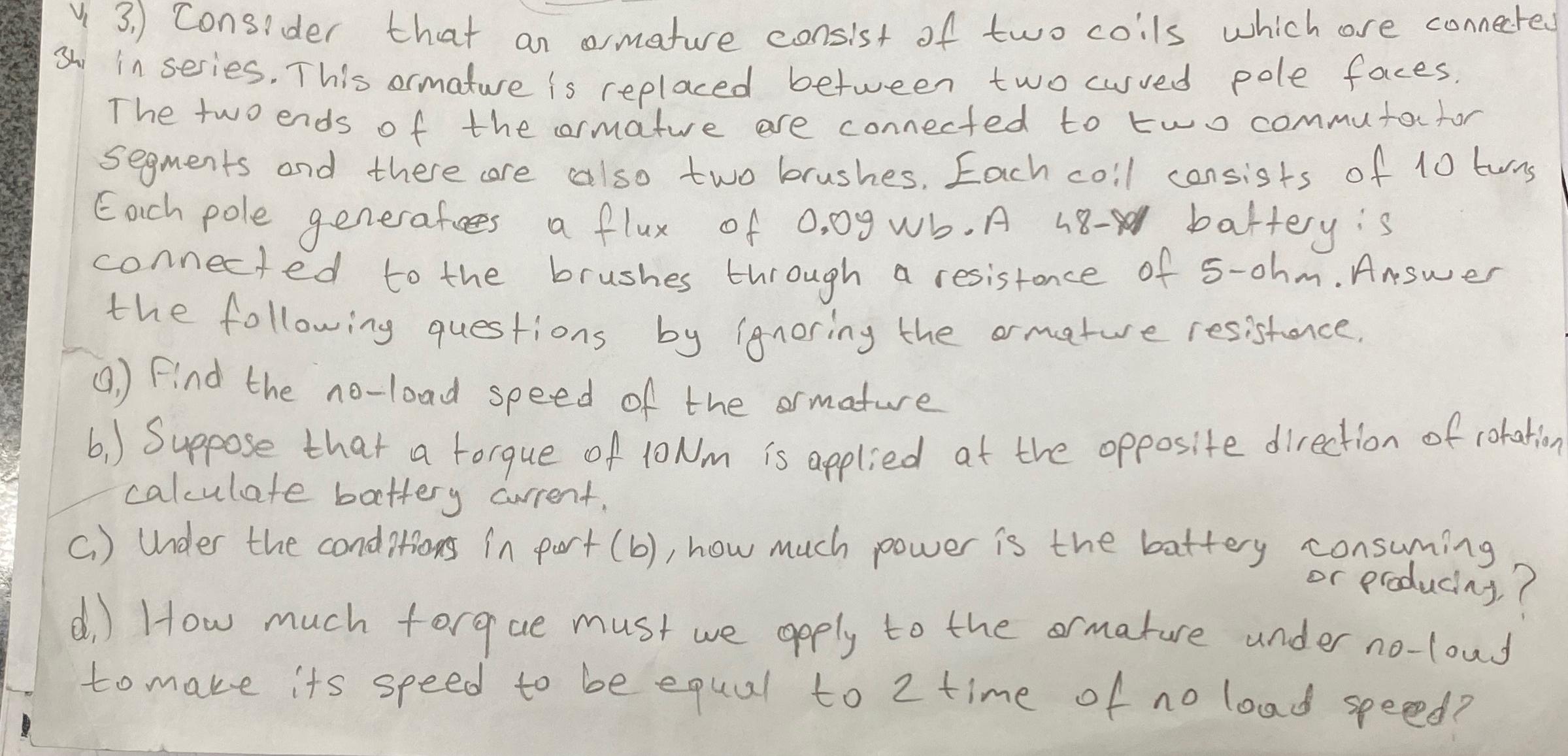 Solved 3.) ﻿Consider that ararmature consist of two coils | Chegg.com