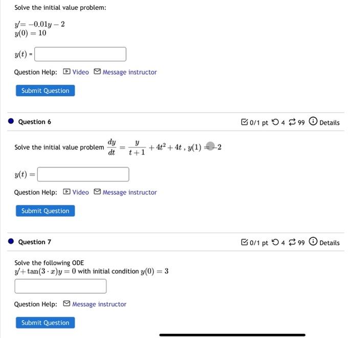 Solved Solve the initial value problem: y′=−0.01y−2y(0)=10 | Chegg.com