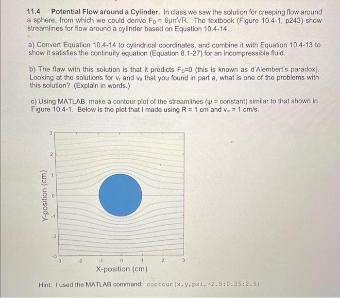 Solved 11.4 Potential Flow around a Cylinder. In class we | Chegg.com