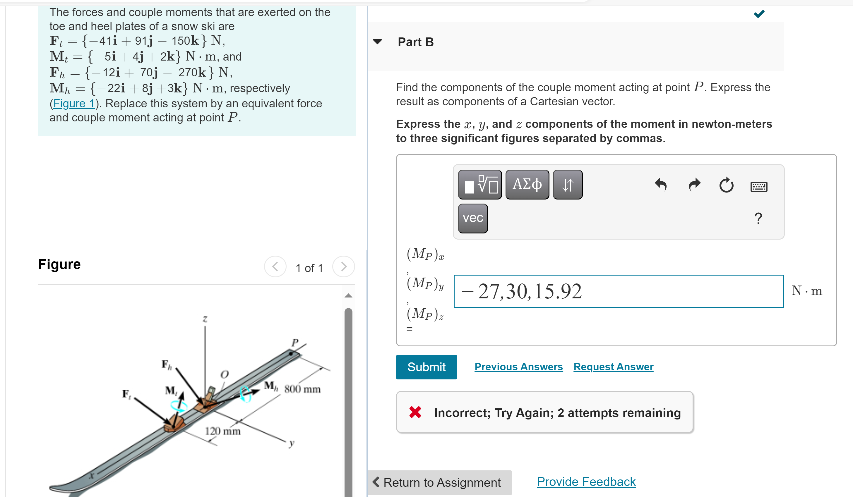 Find the components of the couple moment acting at | Chegg.com