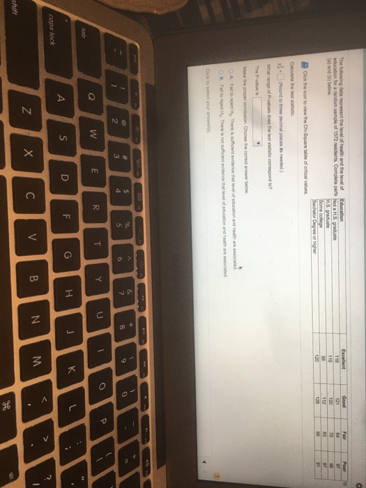 Solved 70 The following data represent the level of health | Chegg.com