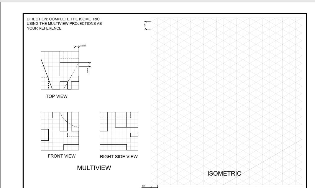 Solved create a front view , top view , and right side view | Chegg.com