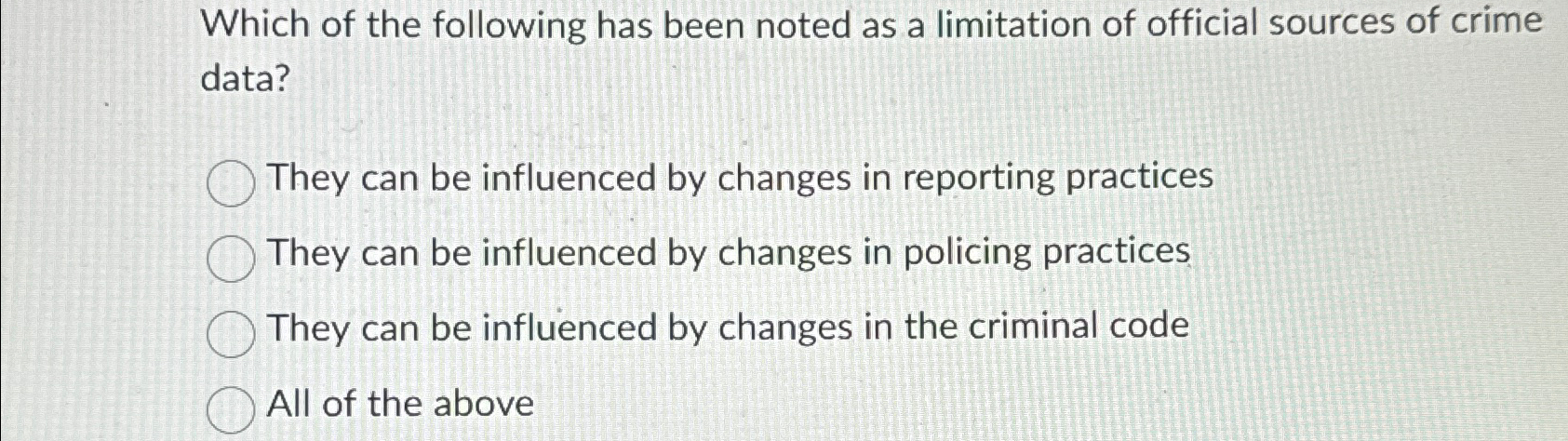 Solved Which of the following has been noted as a limitation | Chegg.com