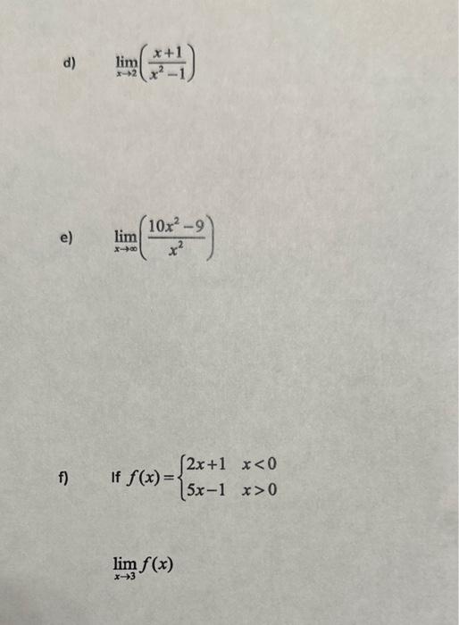 Solved (5 points each) Find the following limits | Chegg.com