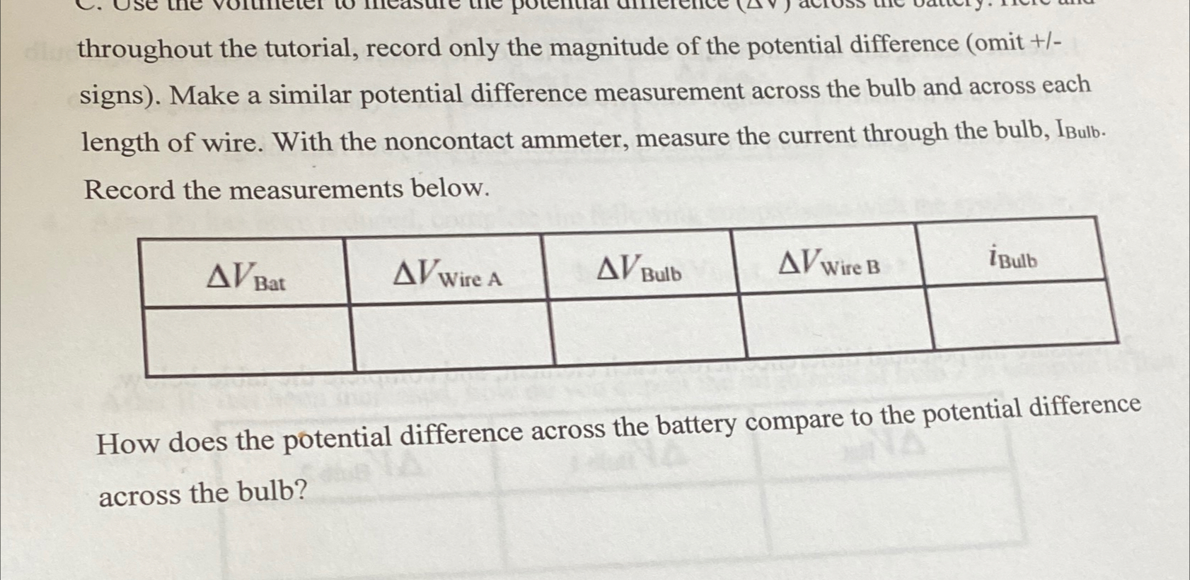 Solved throughout the tutorial, record only the magnitude of | Chegg.com
