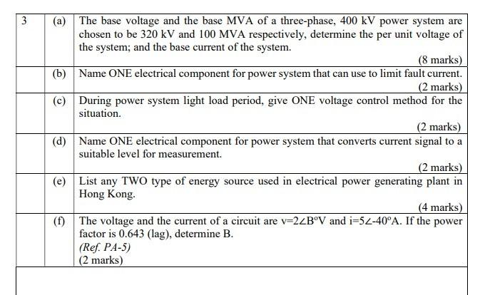Solved 3 (a) The base voltage and the base MVA of a | Chegg.com