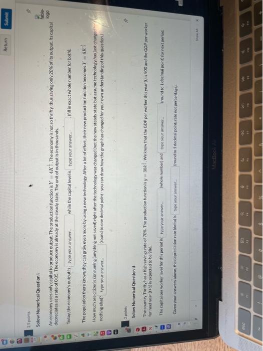 Solved 2.5 points Solow Numerical Question I An economy uses | Chegg.com Solved 2.5 points Solow Numerical Question I An economy uses | Chegg.com