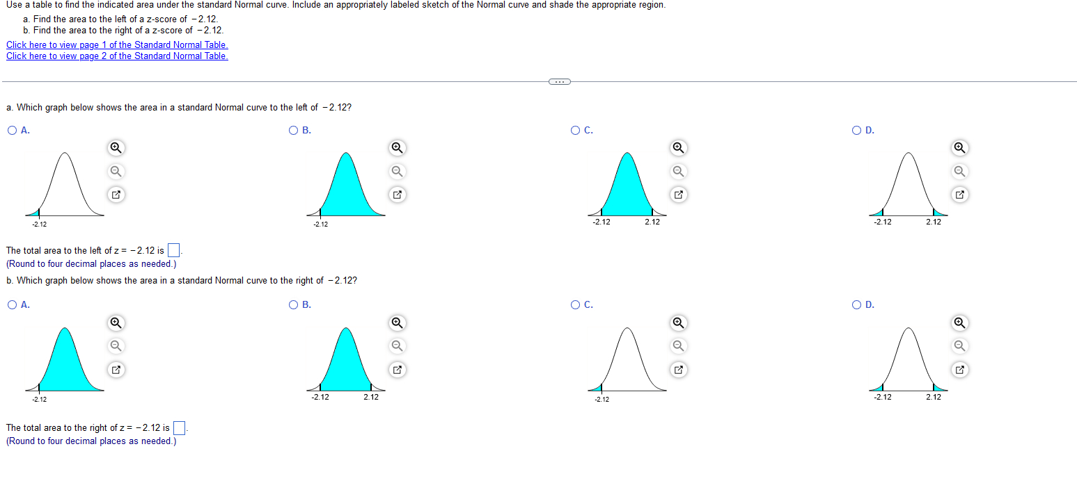 Solved Use a table to find the indicated area under the | Chegg.com