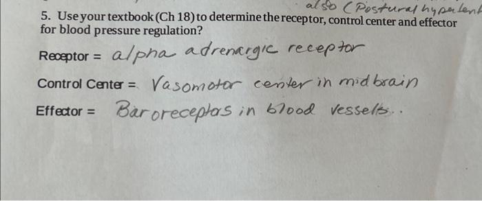 Solved also (Postural hypertent 5. Use your textbook (Ch 18) | Chegg.com