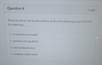 Solved Question 41 ﻿ptsPhysical activity can benefit | Chegg.com