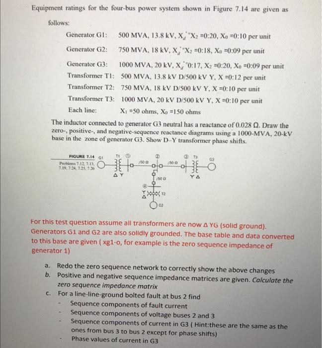 Solved Equipment ratings for the four-bus power system shown | Chegg.com