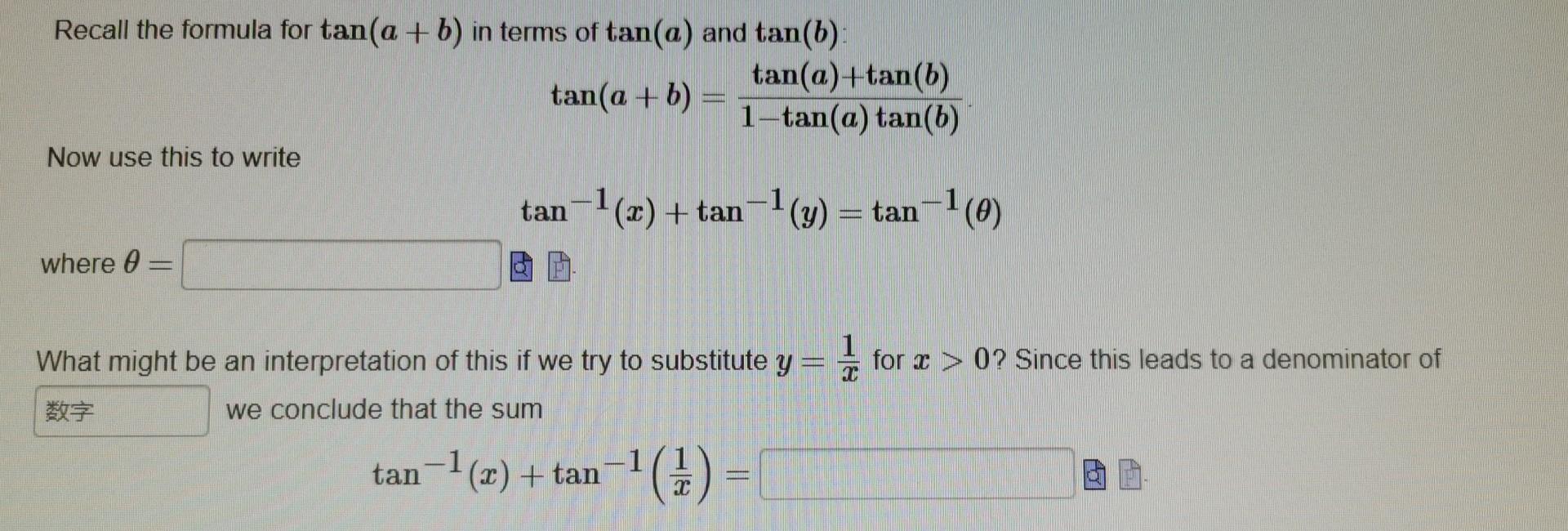 Solved Recall the formula for tan(a+b) in terms of tan(a) | Chegg.com