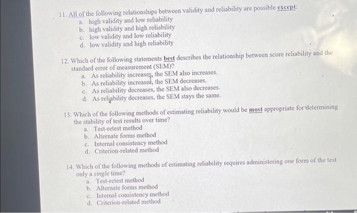 Solved 11. All of the following relationships between | Chegg.com