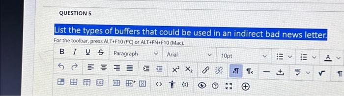 QUESTION 5 List the types of buffers that could be | Chegg.com