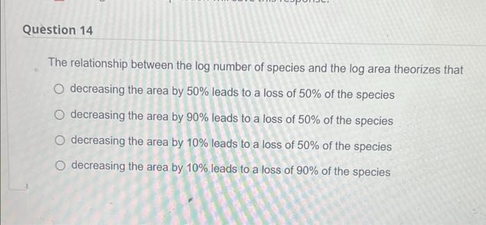 Solved Question 14 The relationship between the log number | Chegg.com