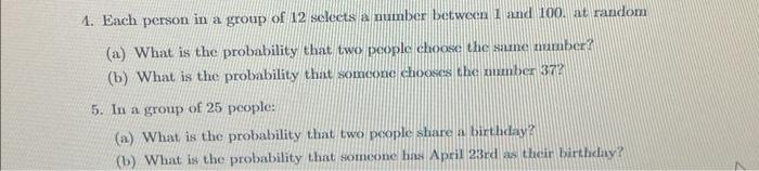 Solved 4. Each person in a group of 12 selects a number | Chegg.com