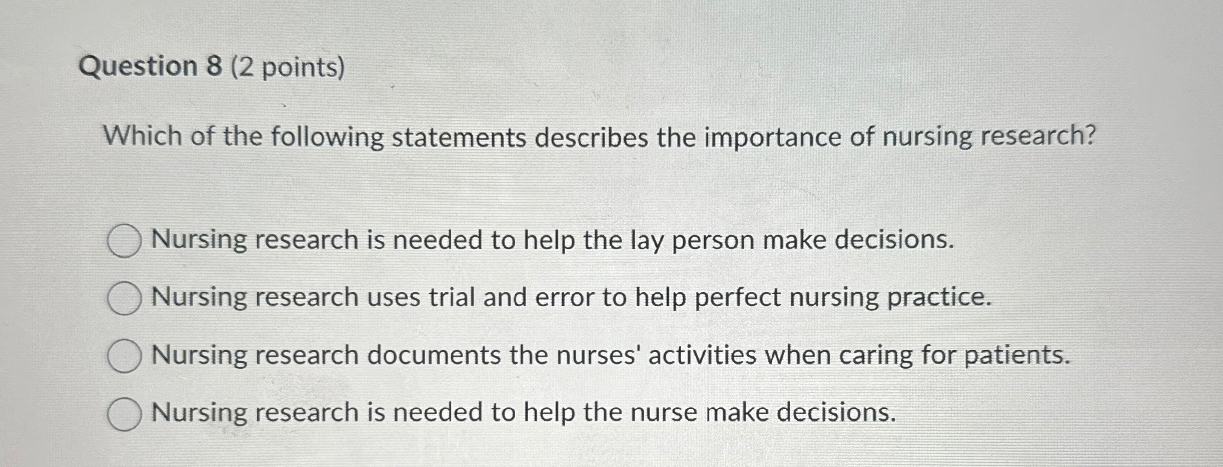 Solved Question 8 (2 ﻿points)Which of the following | Chegg.com