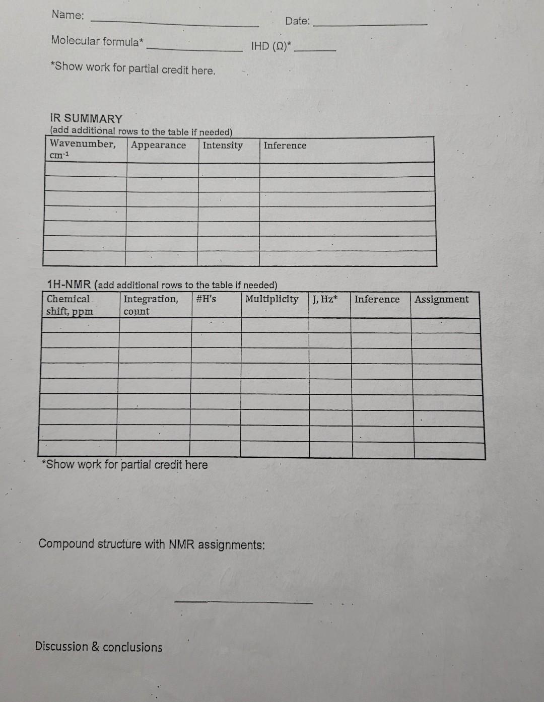Solved Deduce a possible structure for compounds 1 and 2 as | Chegg.com