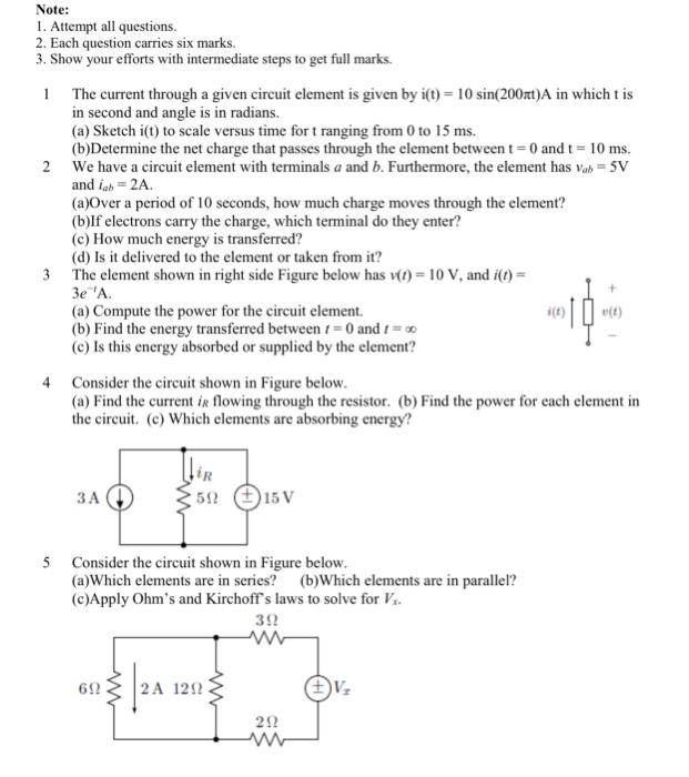 Solved Note: 1. Attempt all questions. 2. Each question | Chegg.com