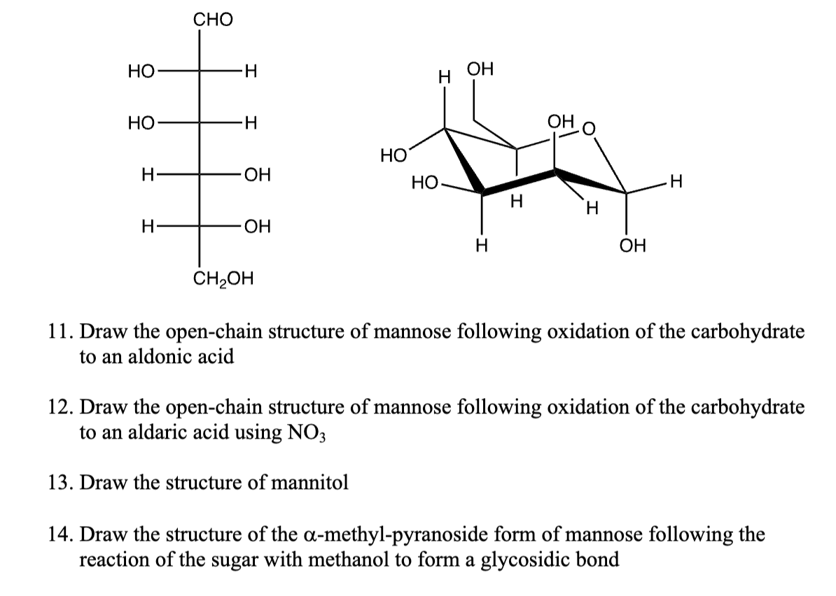 Solved 11. ﻿Draw the open-chain structure of mannose | Chegg.com