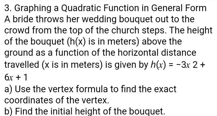 Solved 3. Graphing a Quadratic Function in General Form A | Chegg.com