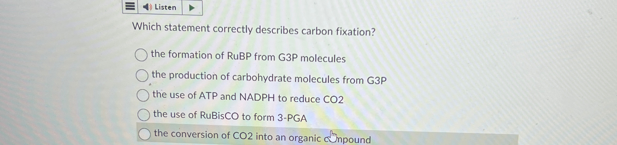 Solved Which statement correctly describes carbon fixation? | Chegg.com Solved Which statement correctly describes carbon fixation? | Chegg.com