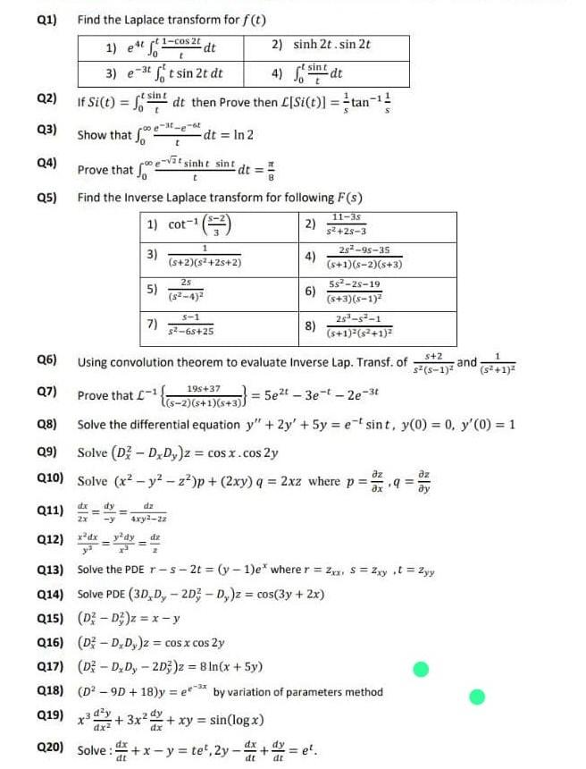 Solved Q2) If Si(t)=∫0ttsintdt then Prove then | Chegg.com