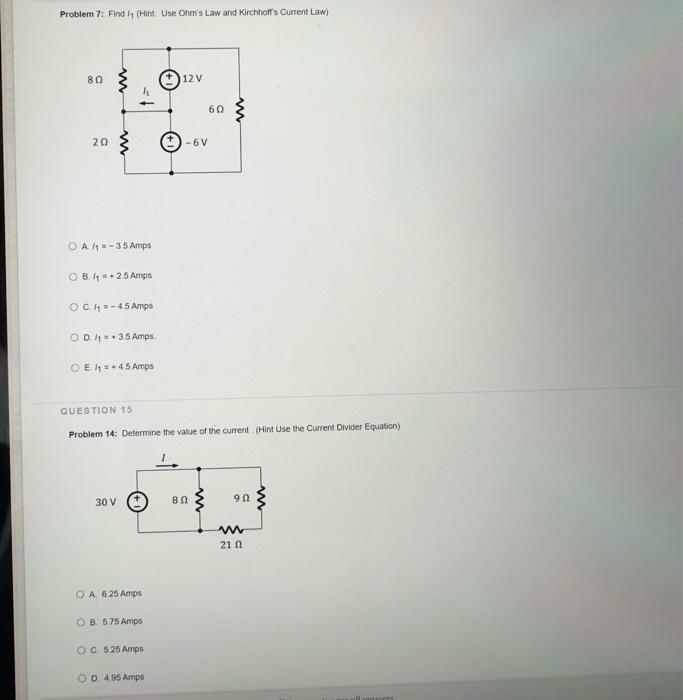 Solved Problem 7: Find /1 (thint Use Ohm's Law and | Chegg.com