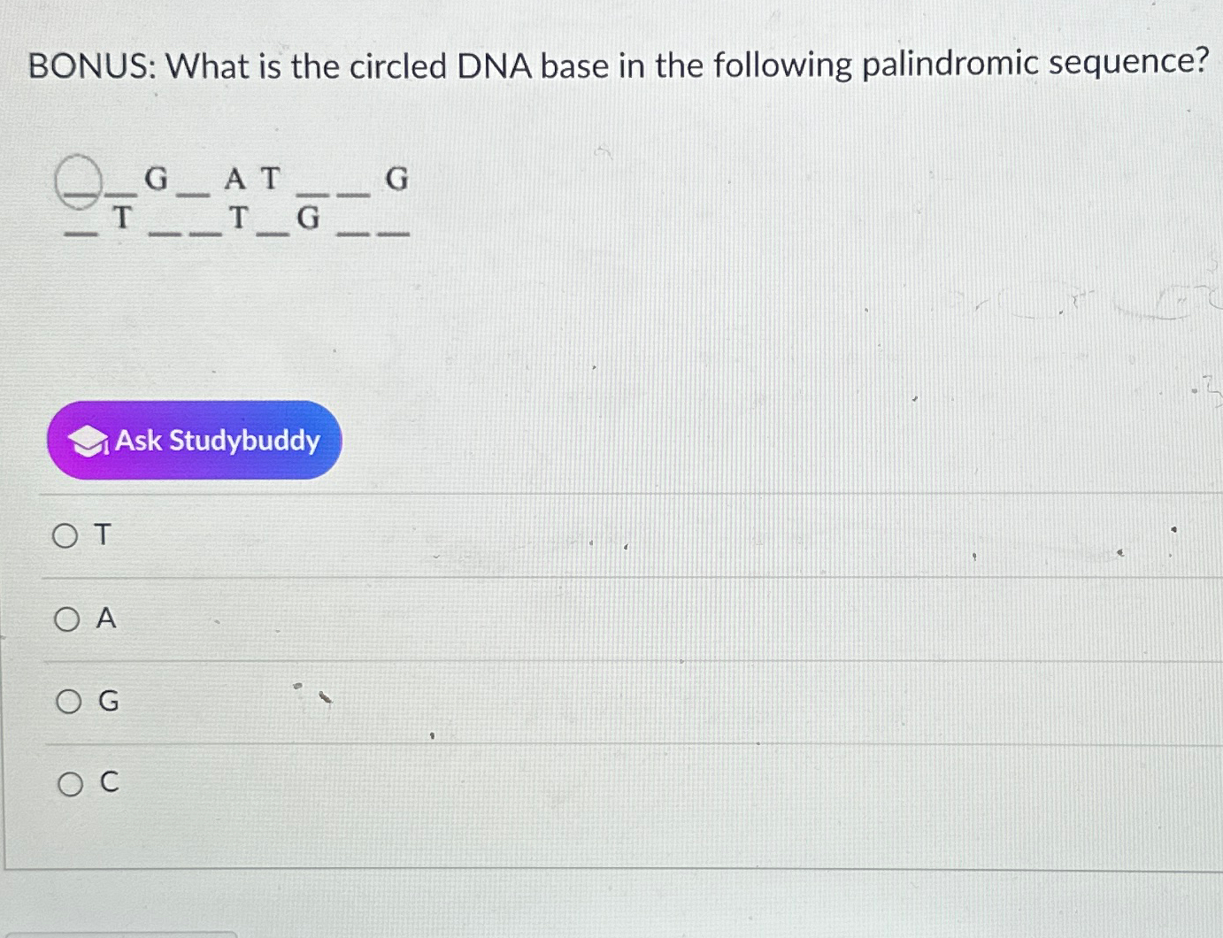 Solved BONUS: What is the circled DNA base in the following | Chegg.com